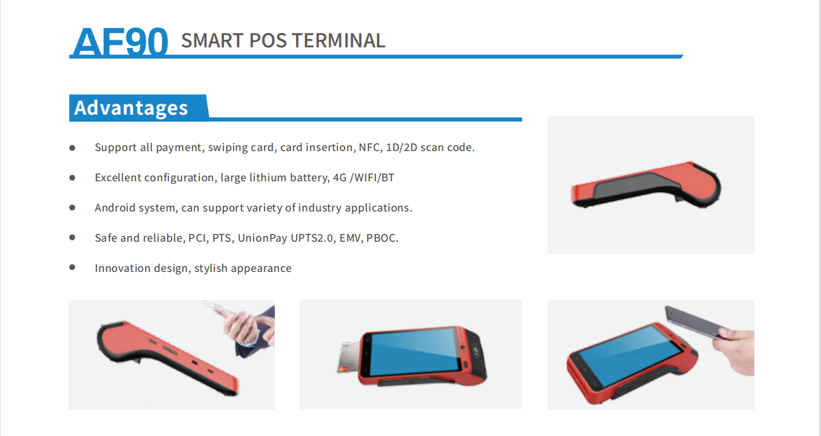 AF90 AF930 Mobile Handheld Android 10 Touch Screen Online POS Terminal ...
