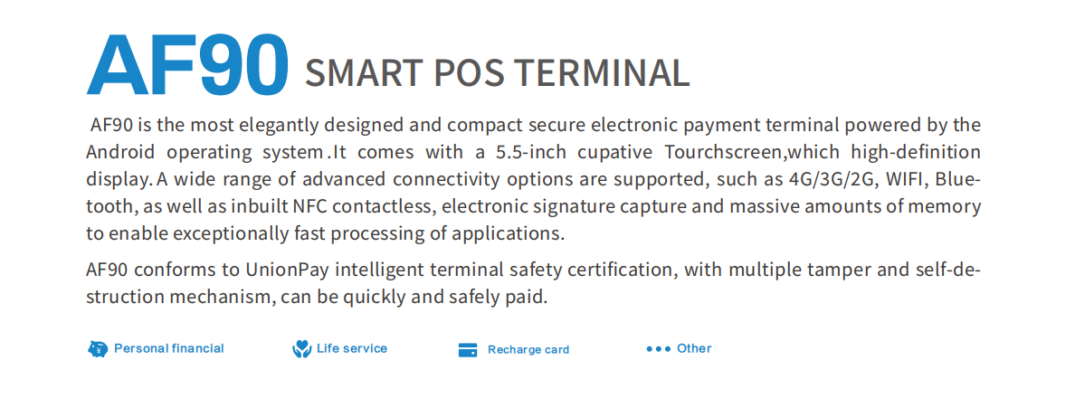 AF90 AF930 Mobile Handheld Android 10 Touch Screen Online POS Terminal ...
